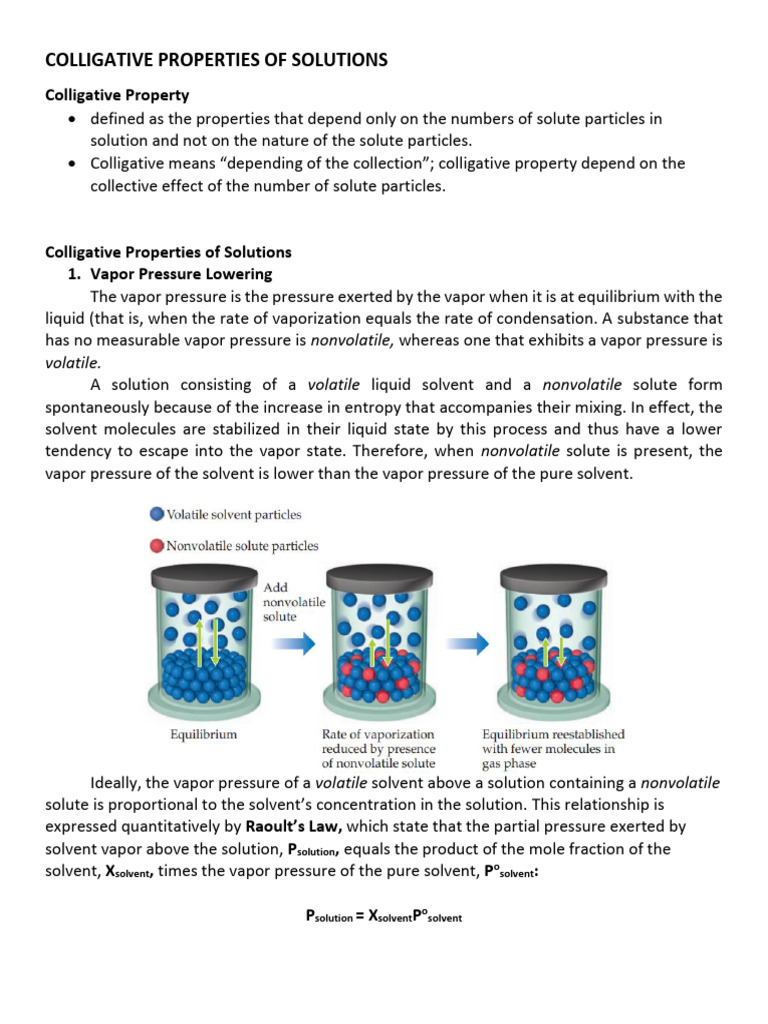Colligative Properties of Solutions | PDF | Osmosis | Applied And Interdisciplinary Physics