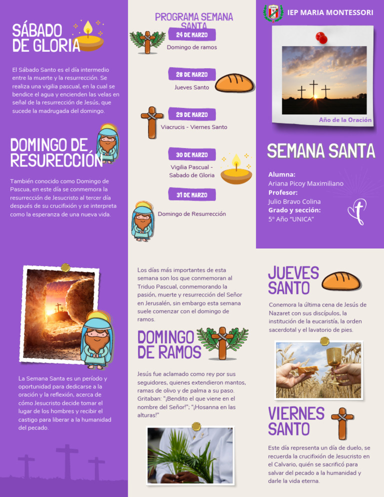 Folleto Semana Santa Ilustrado Morado | PDF | Pascua de Resurrección ...