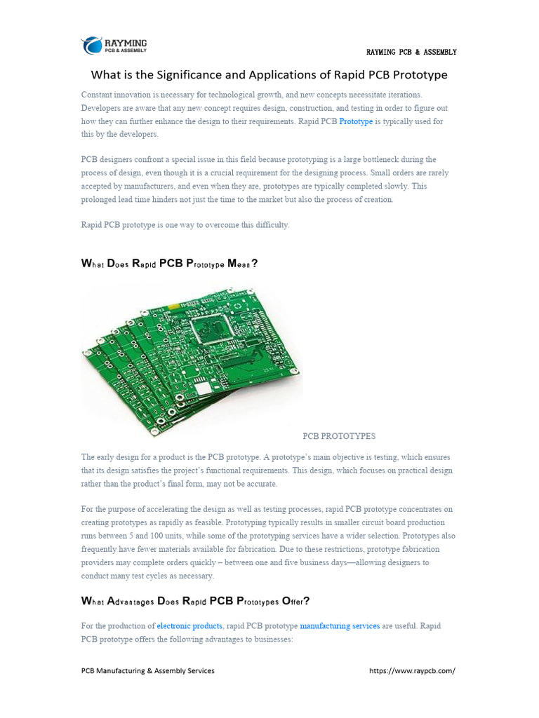 What Is The Significance and Applications of Rapid PCB Prototype | PDF ...