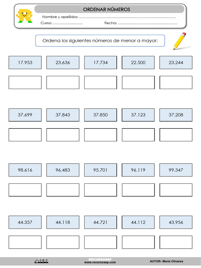 Ordenar Numeros 5 Cifras | PDF