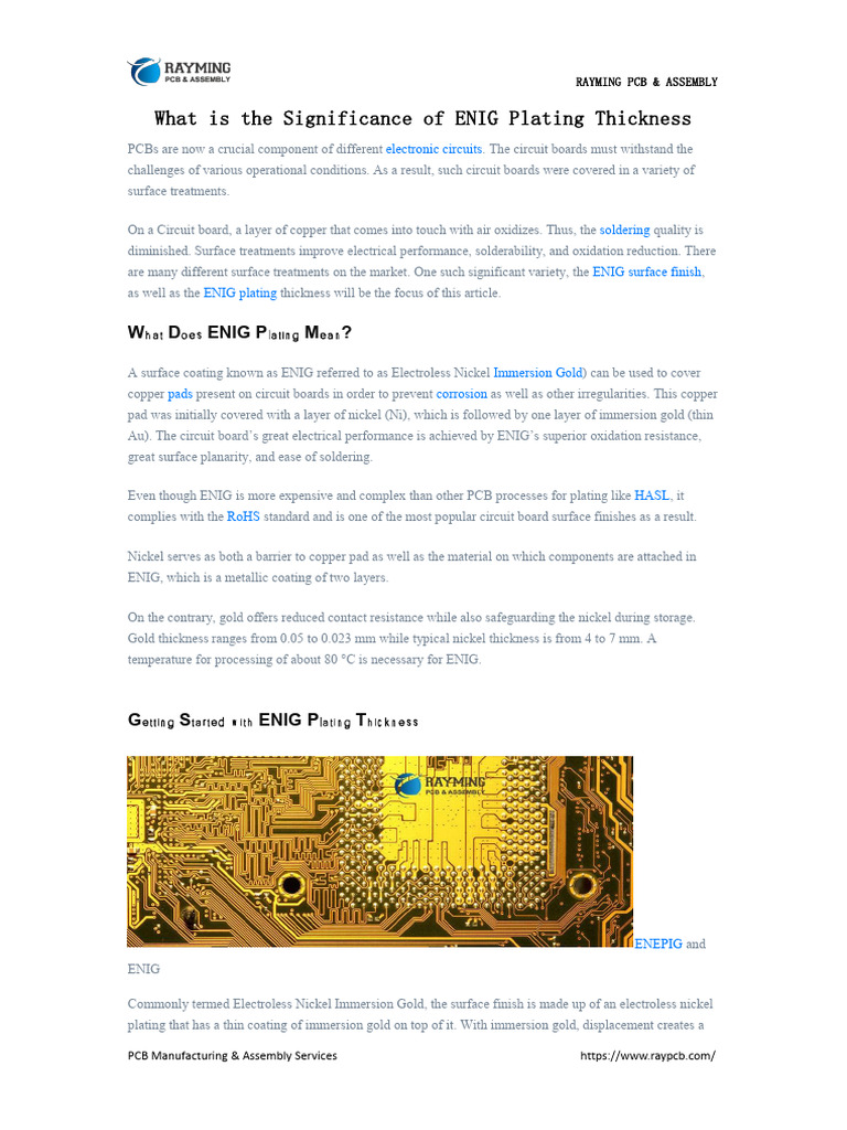 What Is The Significance of ENIG Plating Thickness | PDF