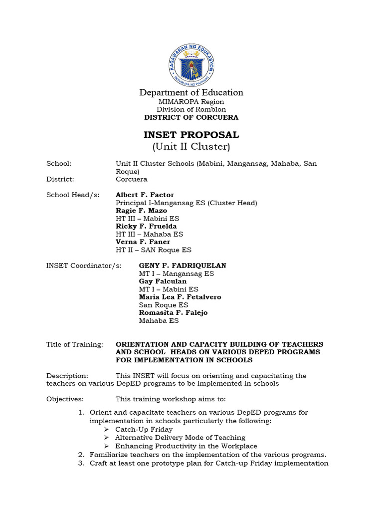 Inset Proposal | PDF | Methodology