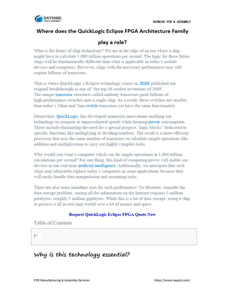 Where Does The QuickLogic Eclipse FPGA Architecture Family Play A Role | PDF