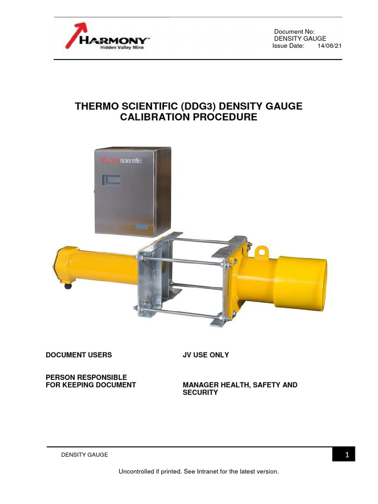 Density Gauge Calibration Procedure | PDF | Calibration | Density
