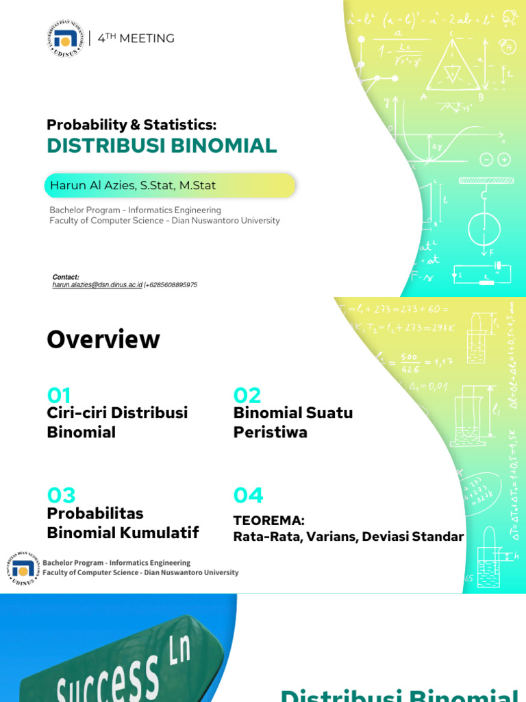 Probabilitas Statistik Pertemuan 4 Distribusi Binomial | PDF