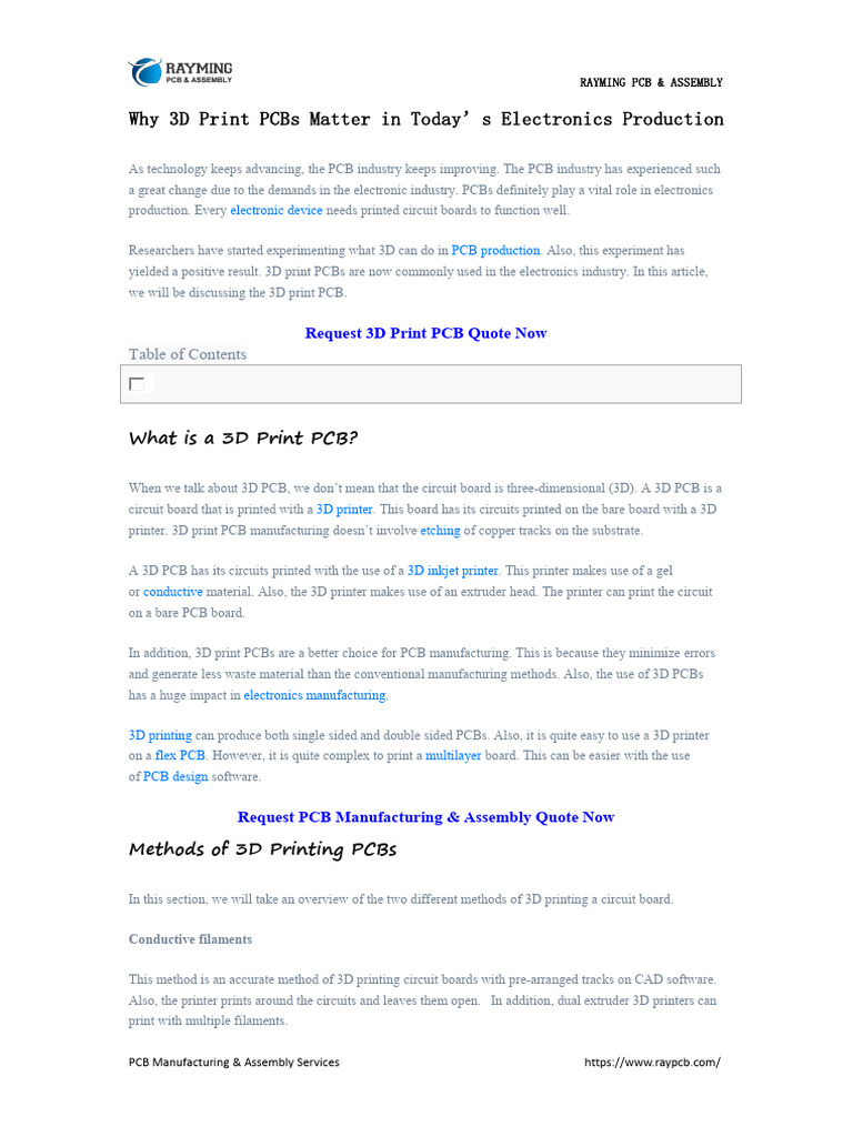 Why 3D Print PCBs Matter in Today's Electronics Production | PDF | Printed Circuit Board | 3 D ...