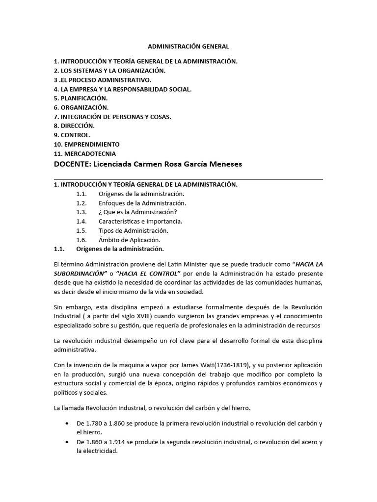 Introducción y Teoría General de La Administración | PDF