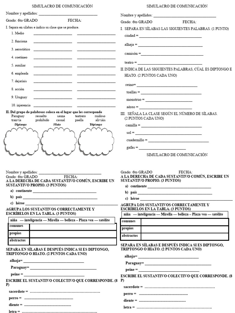 Simulacro Marzo 6to | PDF | Lingüística | Fonética