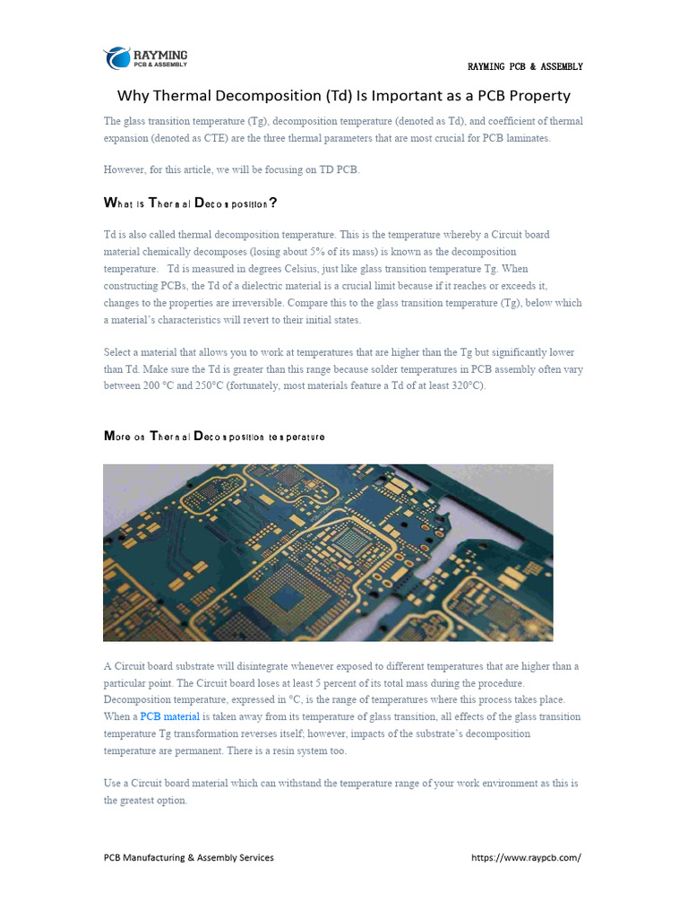 Why Thermal Decomposition (TD) Is Important As A PCB Property | PDF | Printed Circuit Board ...