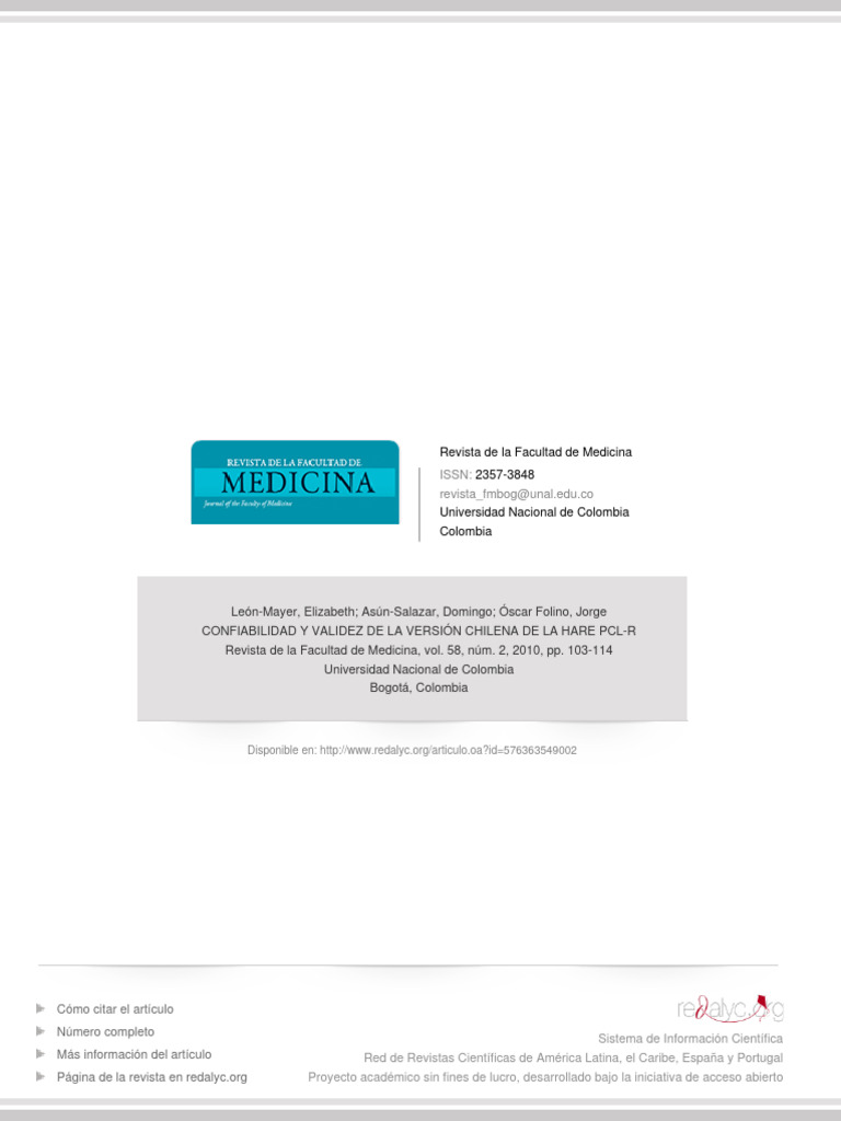 Confiabilidad Del PCL R | PDF | Tríada Oscura | Ciencias del comportamiento