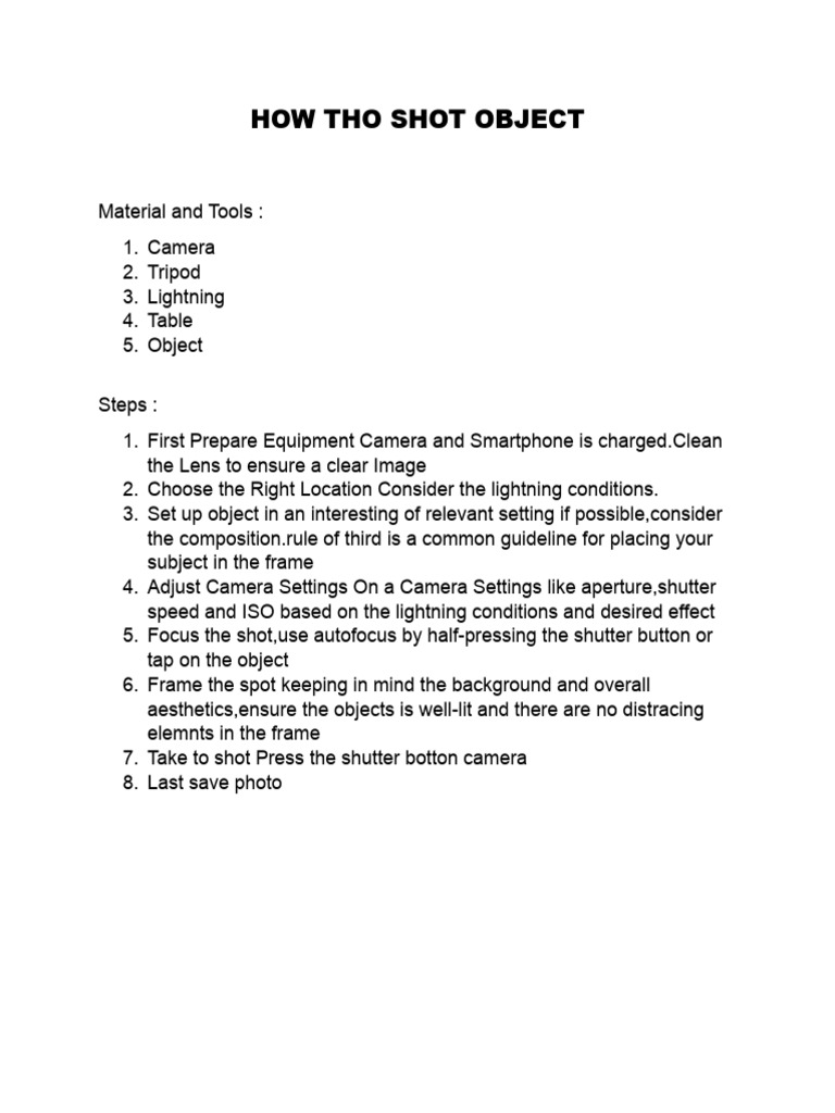 How Tho Shot Object Sholihin and Angga | PDF