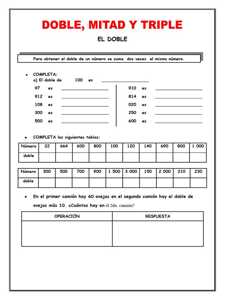 Doble Mitad y Triple | PDF