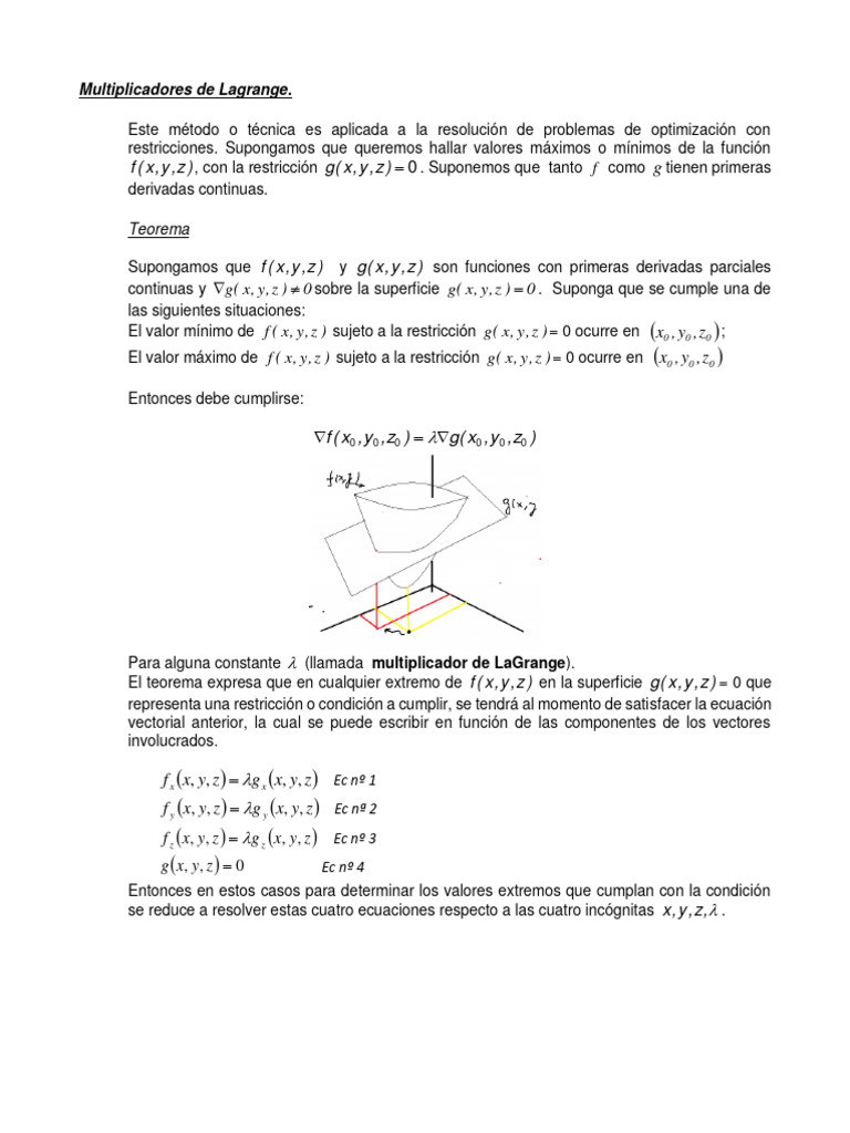 Multiplicadores de Lagrange | PDF | Objetos matemáticos | Matemáticas Aplicadas
