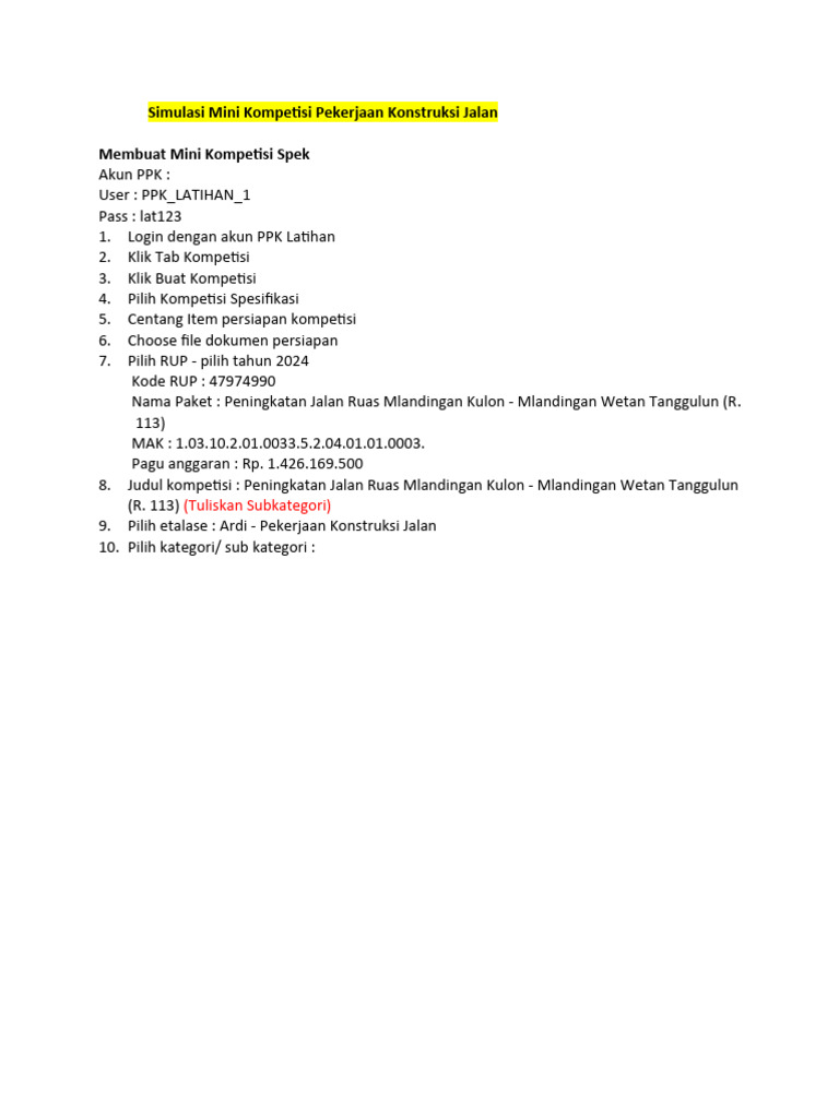 Simulasi Mini Kompetisi | PDF