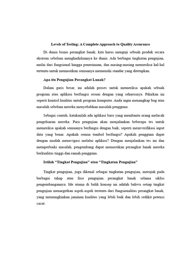 Levels of Testing | PDF
