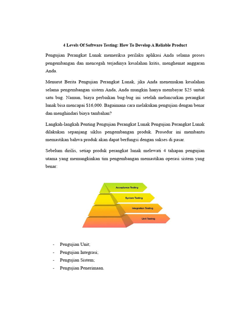 4 Levels of Software Testing | PDF