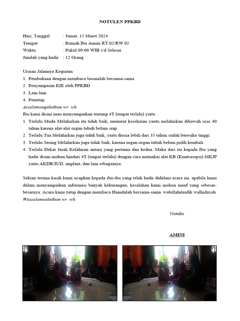 Notulen WA SUDAR PPKBD - Maret 2024 | PDF