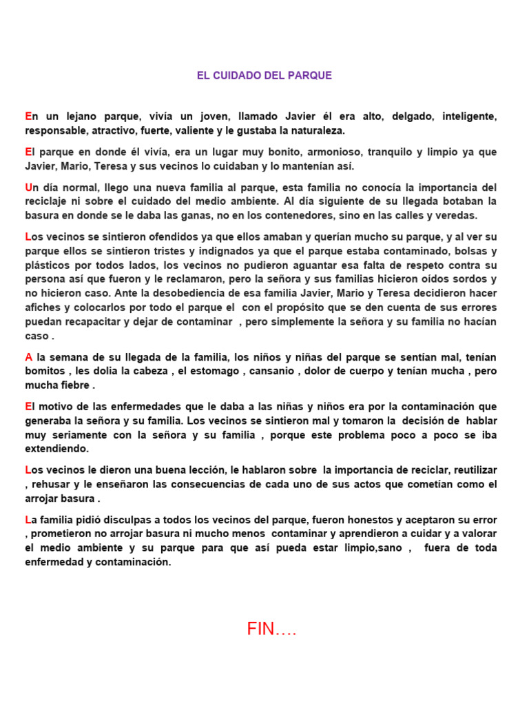 El Cuidado Del Parque | PDF