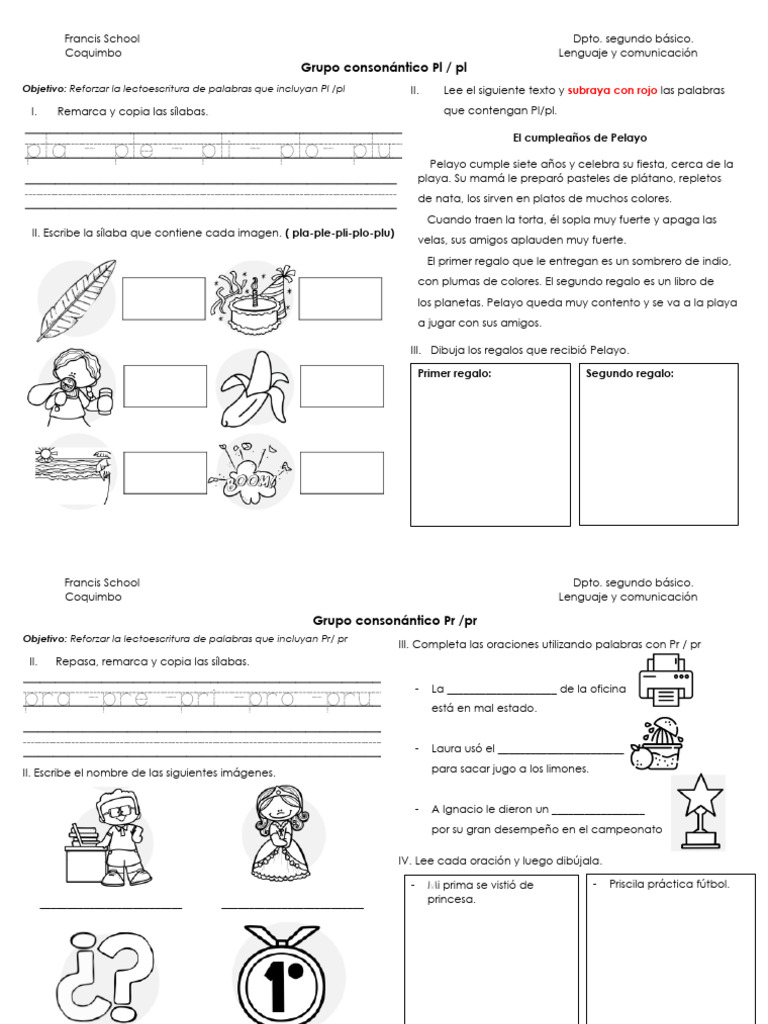 Grupos Consonánticos PL-PR-TL-TR-DRdocx | PDF | Tradiciones | Escritura