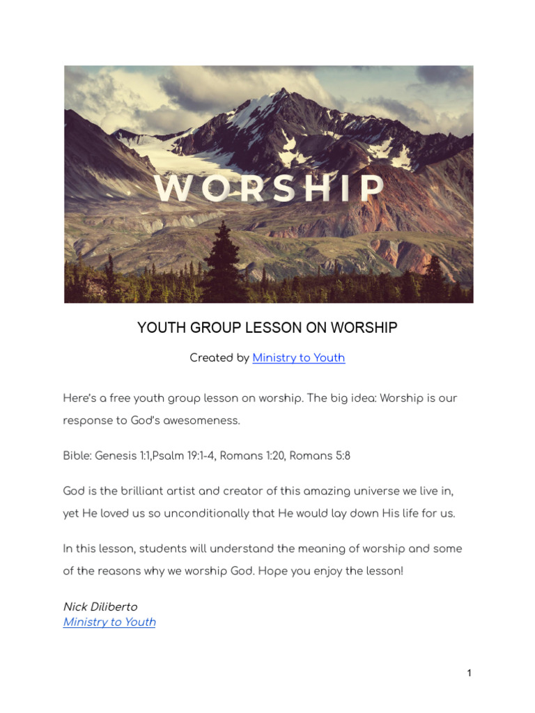 (Download) Worship Youth Group Lesson | PDF