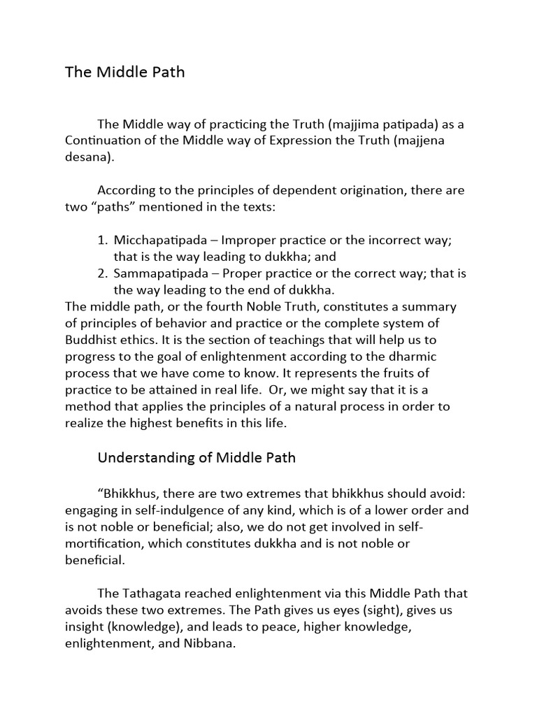 Understanding the Middle Path in Buddhism | PDF | Noble Eightfold Path ...