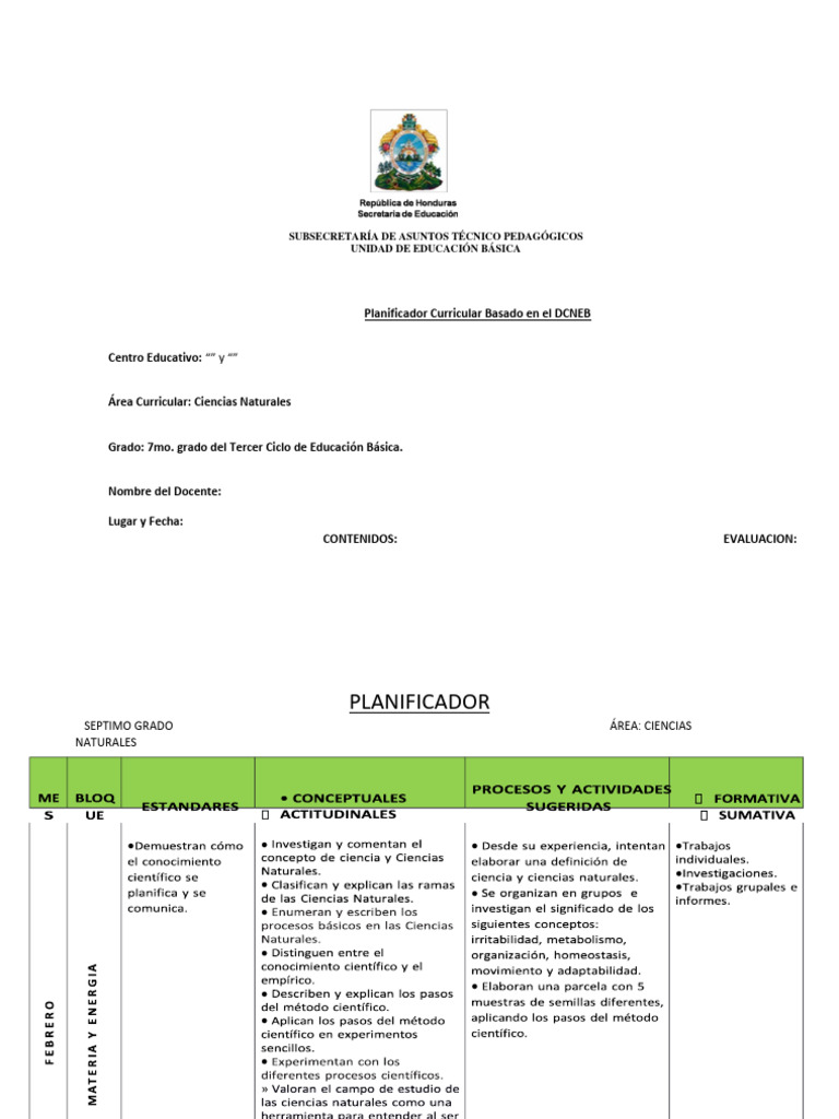 Planificacion CCNN Septimo Grado | PDF | Importar | Química