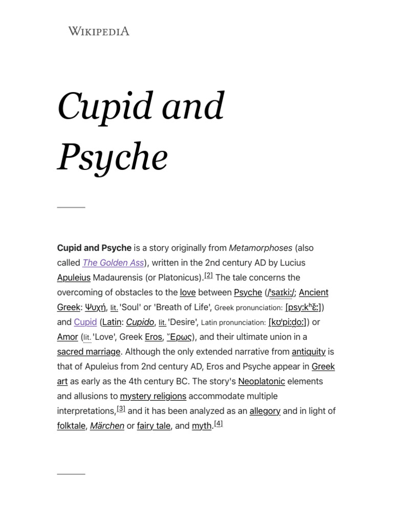 Classic Myth: Cupid & Psyche | PDF | Cupid