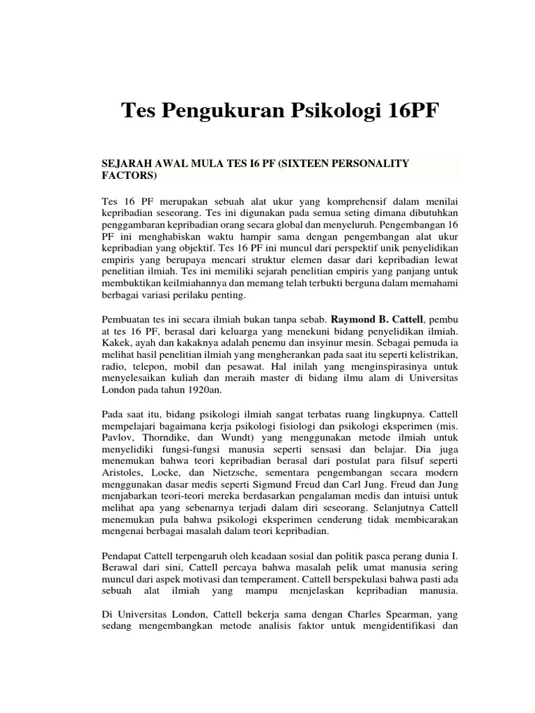 Penjelasan 16PF | PDF