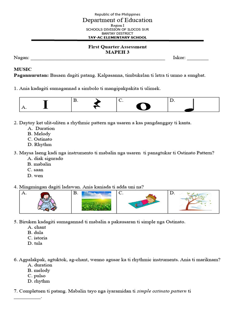Q1 Mapeh PT | PDF