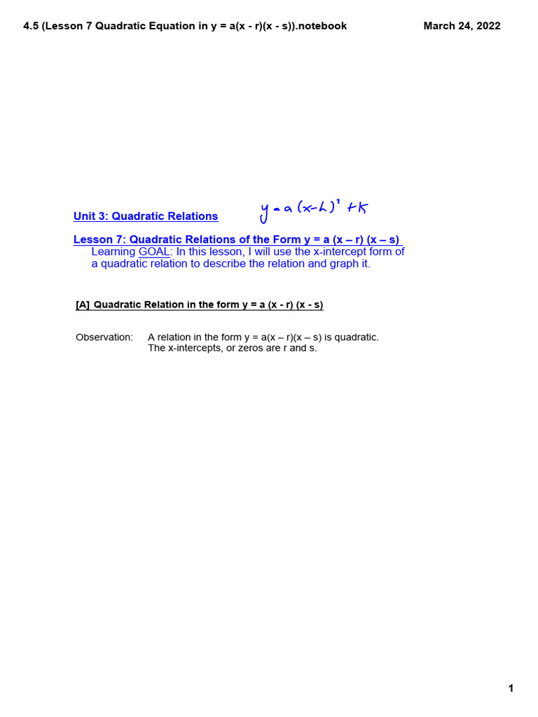 4.5 (Lesson 7) Completed | PDF | Algebra | Mathematical Relations