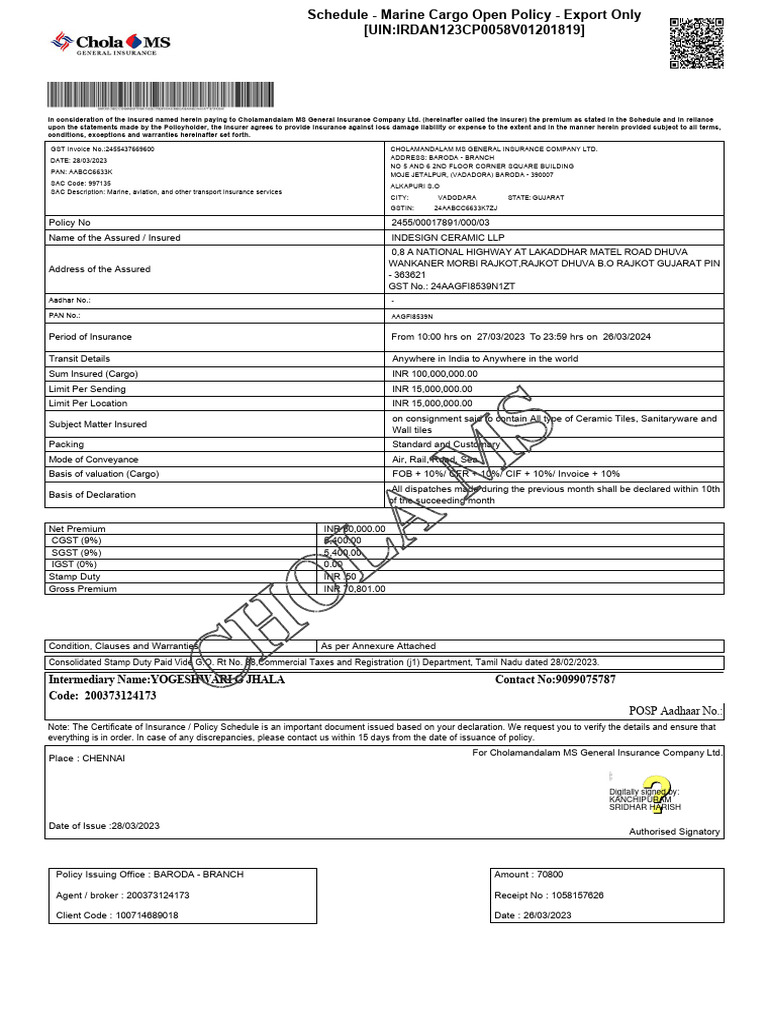 Export Policy | PDF | Insurance | Cargo