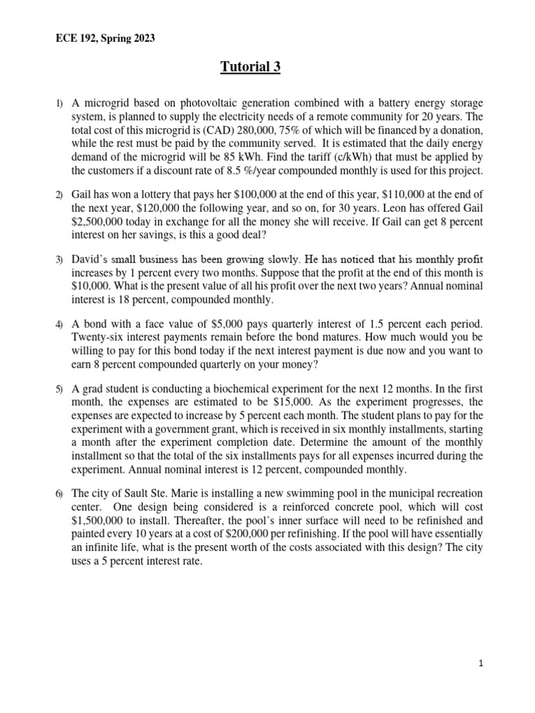 Tutorial 3 | PDF | Interest | Bonds (Finance)