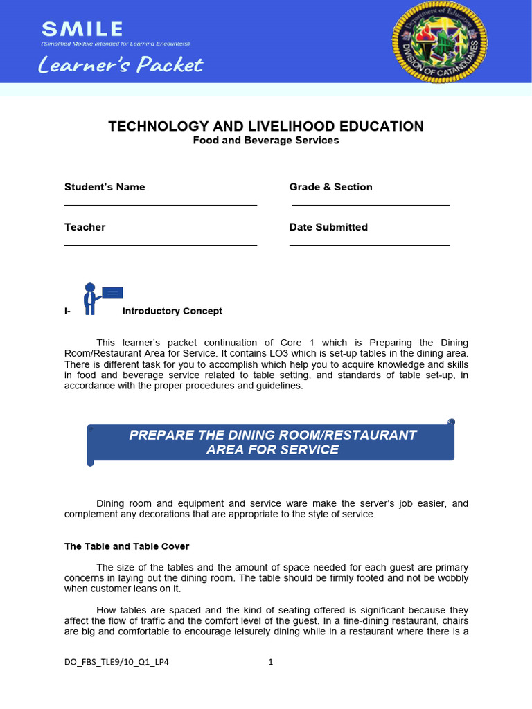 Tle-Fbs LP 4 | PDF | Tableware | Restaurants