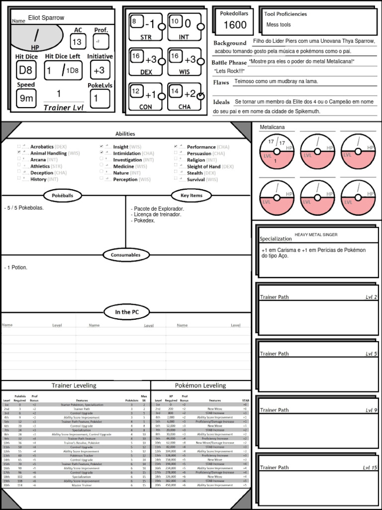 Eliot Sparrow - Pokémon 5e | PDF | Jogos japoneses | Nintendo