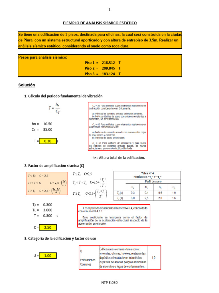 Analisis Sismico Estatico NTP E.030 | PDF