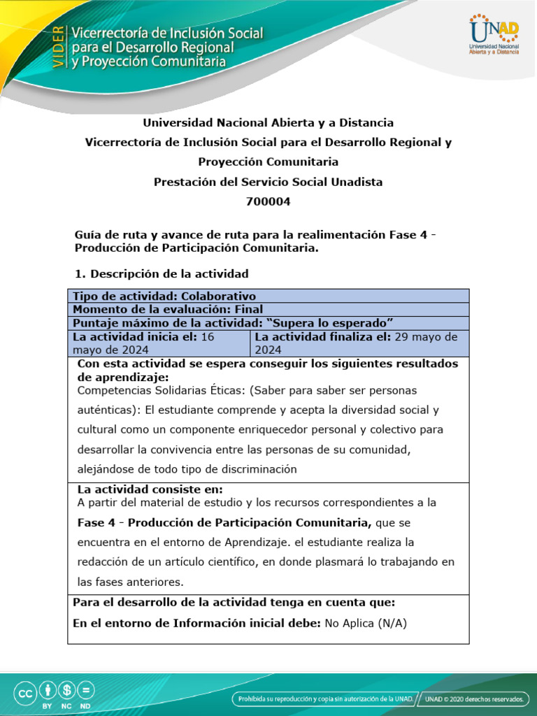 Guía de Ruta y Avance de Ruta para La Realimentación - Fase 4 - Producción de Participación ...