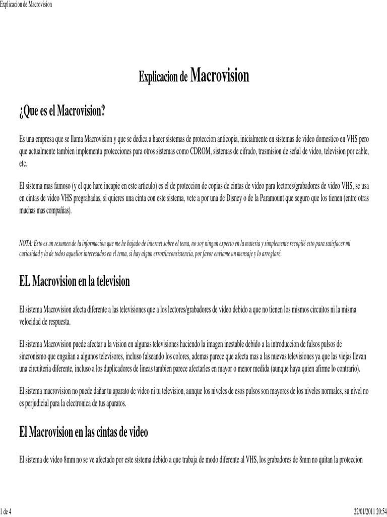 El Macrovision en Las Cintas de Video | PDF | Vídeo | Ingeniería ...