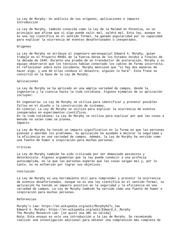La Ley de Murphy | PDF | Ingeniería | Science