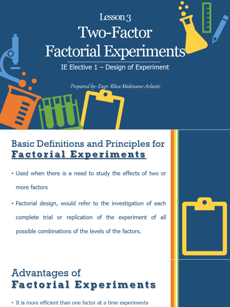 Lesson 3. Two Factor Factorial Design | PDF | Experiment | Mathematical ...
