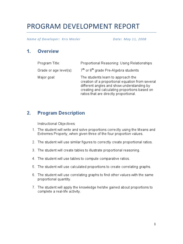 503 Program Development Report | PDF | Rubric (Academic) | Educational Assessment