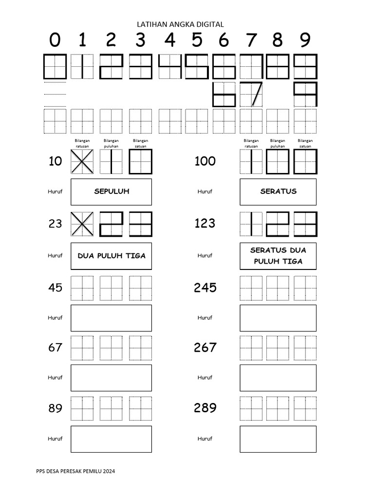 Latihan Angka Digital, Tally Da Arsiran | PDF