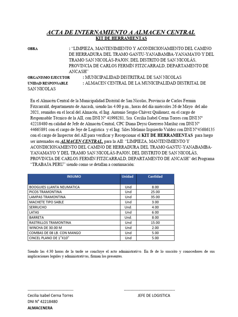 Acta de Internamiento | Descargar gratis PDF | Material compuesto ...