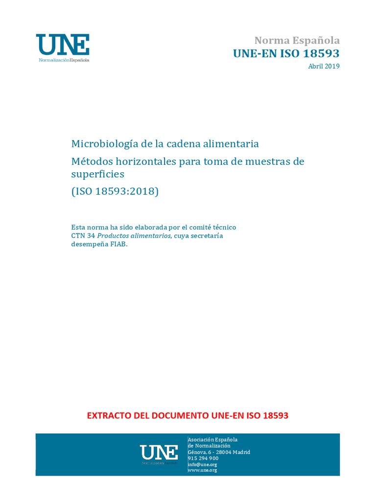 Ex Une En Iso 18593 2019 Pdf Alimentos Leche