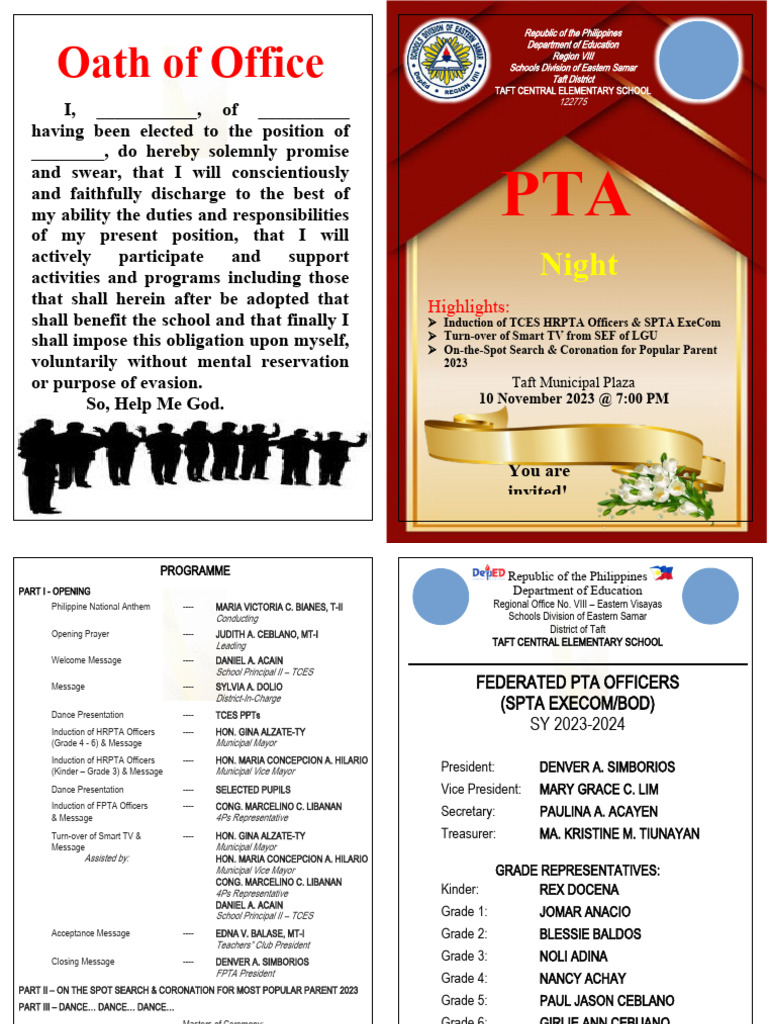 TCES PTA Night 2023 | PDF | Oath Of Office | Social Institutions