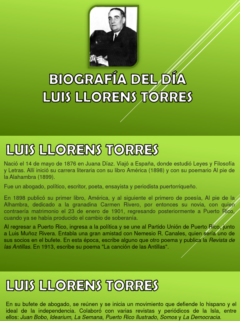 Biografía Del Día - Luis Llorens Torres | PDF | Poesía