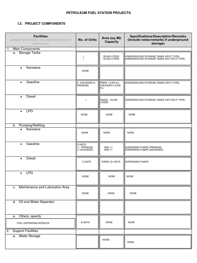 Project Components | PDF | Gasoline | Diesel Fuel