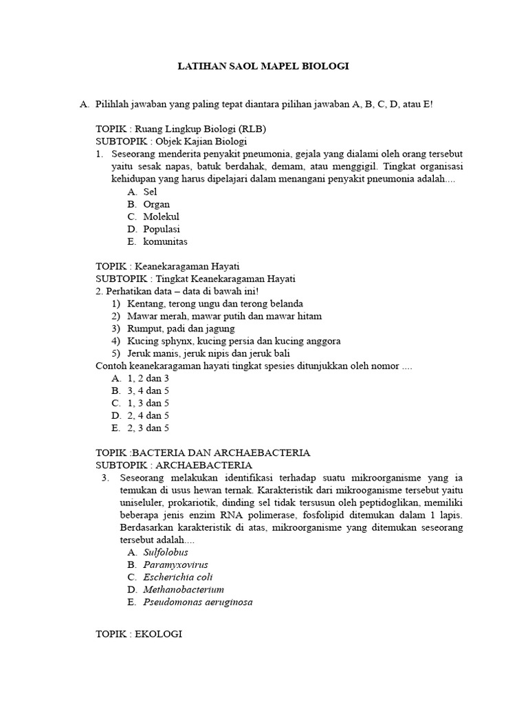 Latihan Soal USP Biologi | PDF
