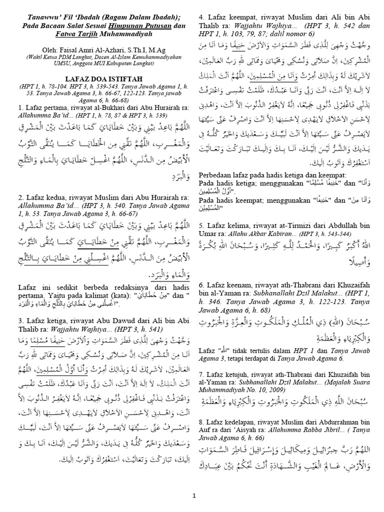 Tanawwu Fil Ibadah (Ragam Bacaan Salat) | PDF