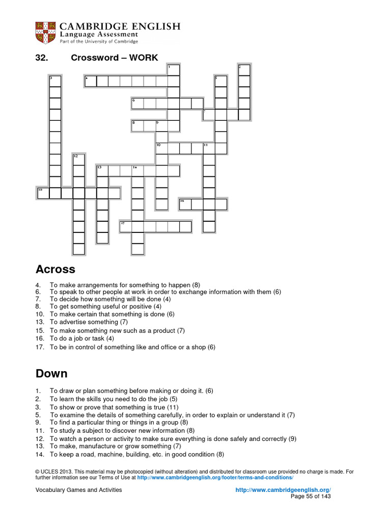 Vocabulary Crossword for Work Skills | PDF