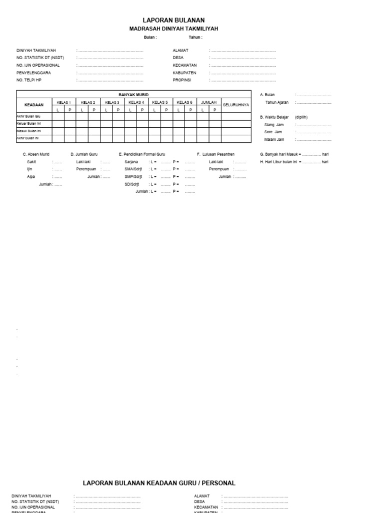Format Laporan Bulanan | PDF